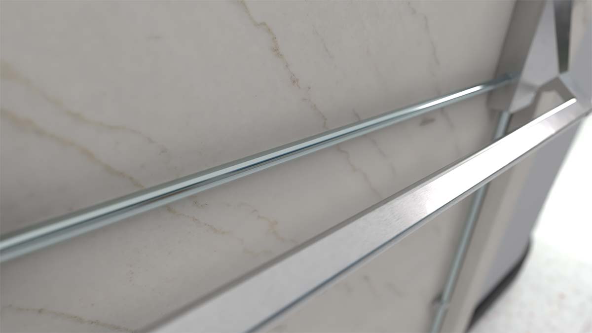 Emergency exit white marble finish with silver ironmongery 1 – POYNTELL